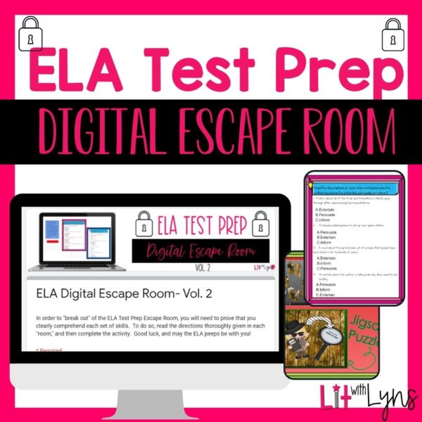 ELA Test Prep and Review Digital Escape Room | Middle School