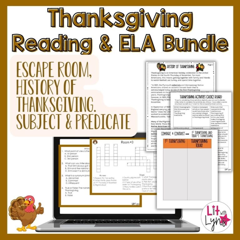 Thanksgiving Reading Comprehension & ELA Activities Bundle — Lit with Lyns